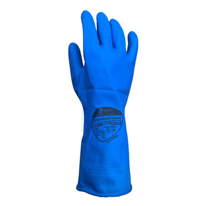 Blue rubber cleaning gloves store